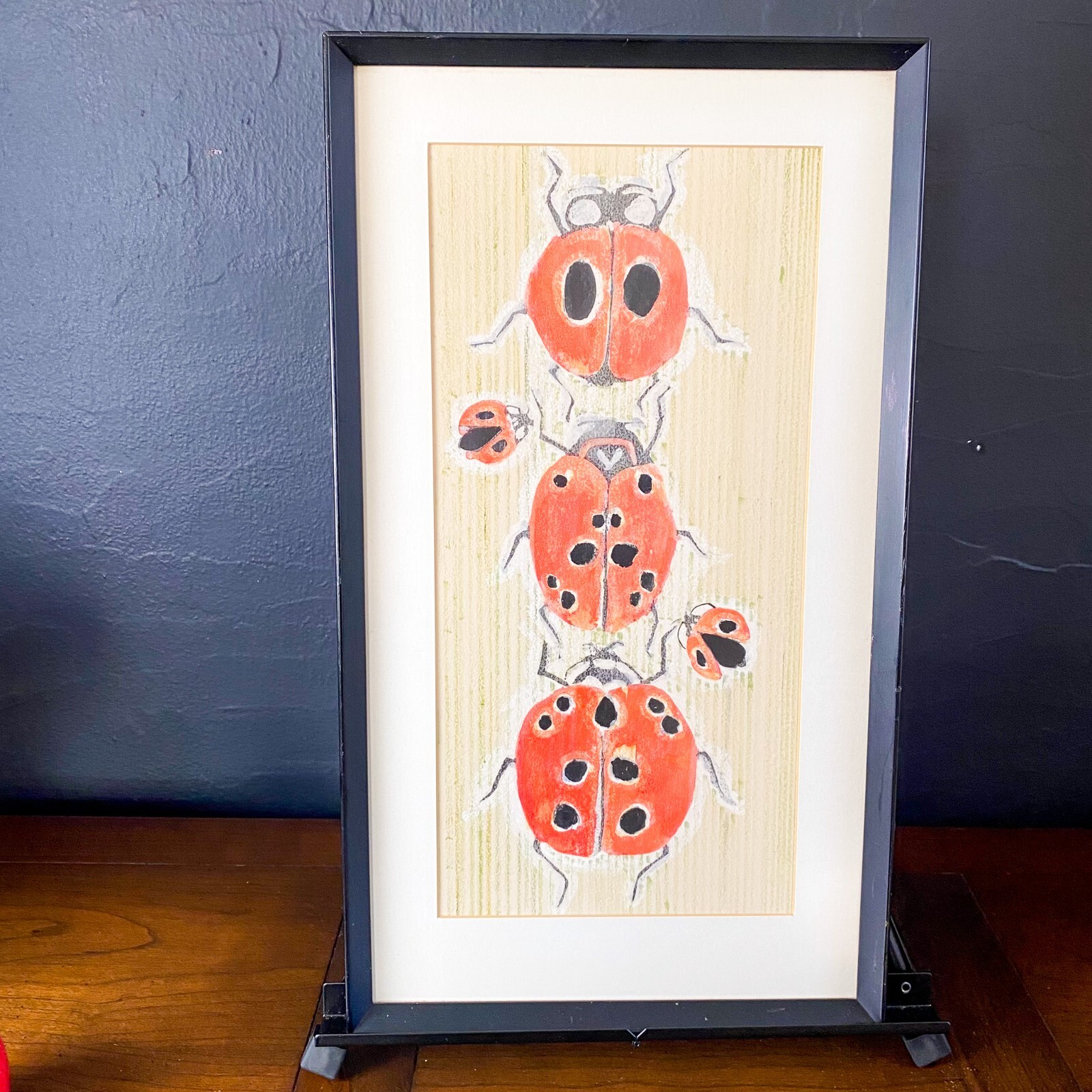 Vintage LADYBUGS Custom Framed Matted Art Print Insect 20.5" x 11.5 ...