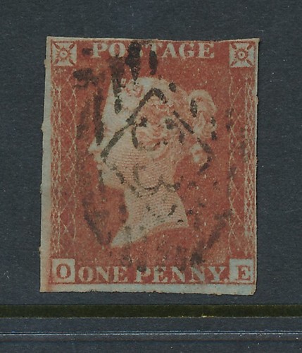 PENNY RED IMPERF Plate 55 OE with OFFSET FROM SHEET BELOW ...