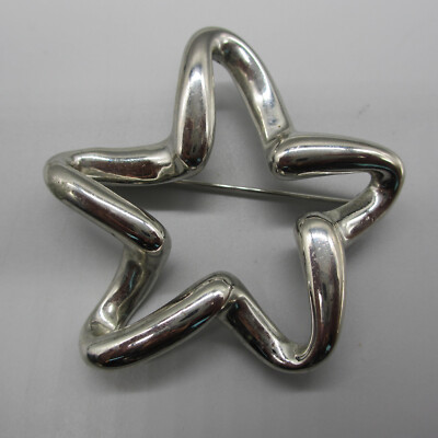 Vintage Star Brooch Signed LR Lady Remington Tubular Smooth Silver Tone ...