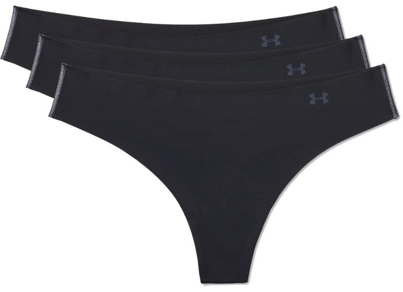 NEW Under Armour Women's UA Pure Stretch Thong 3-Pack Underwear Black ...