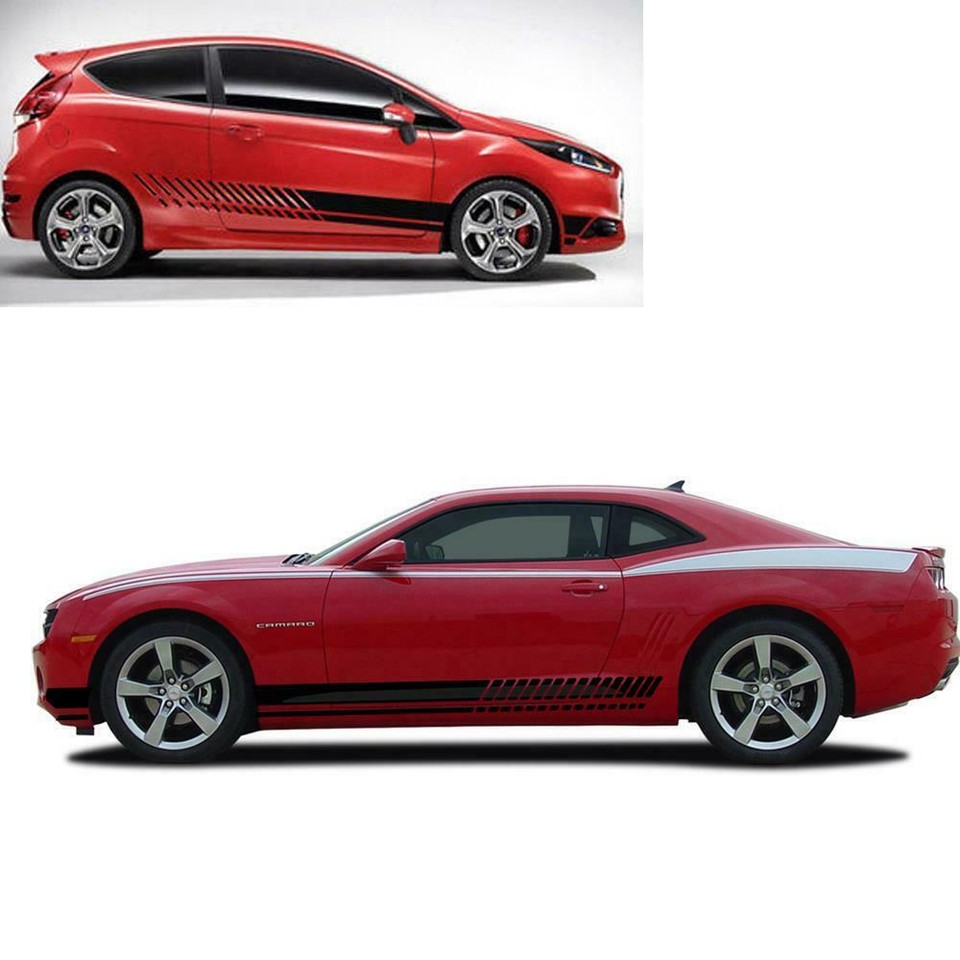 Black Sport Racing Stripe Graphic Vinyl Sticker Car Door Body Side ...