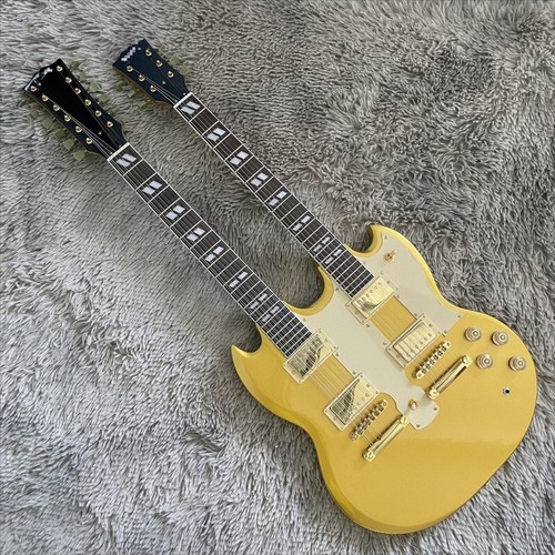 Factory Rare Gold Double Neck SG 6+12 String Electric Guitar EDS-1275 ...