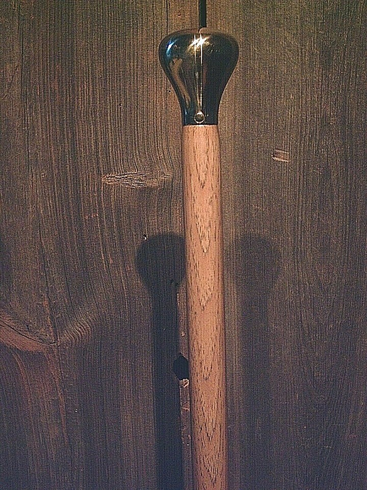 walking stick polished brass Hame Knob handle lathe tapered stiff ...