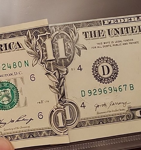 One Dollar Federal Reserve Note Miscut & Misprint Series 2017 A | eBay