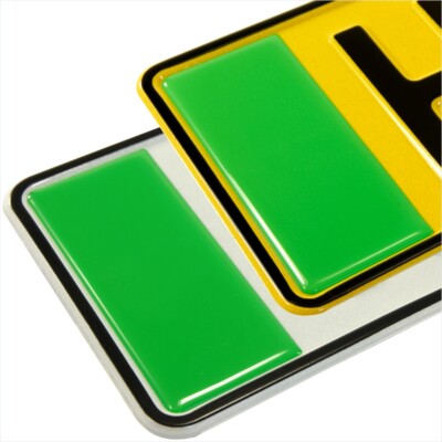 2x EV ELECTRIC VEHICLE Green Number Plate Badges Gel Resin Stickers ...
