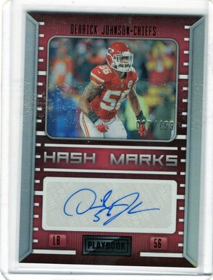 2022 Playbook Hash Marks Auto Derrick Johnson /199 Kansas City Chiefs ...