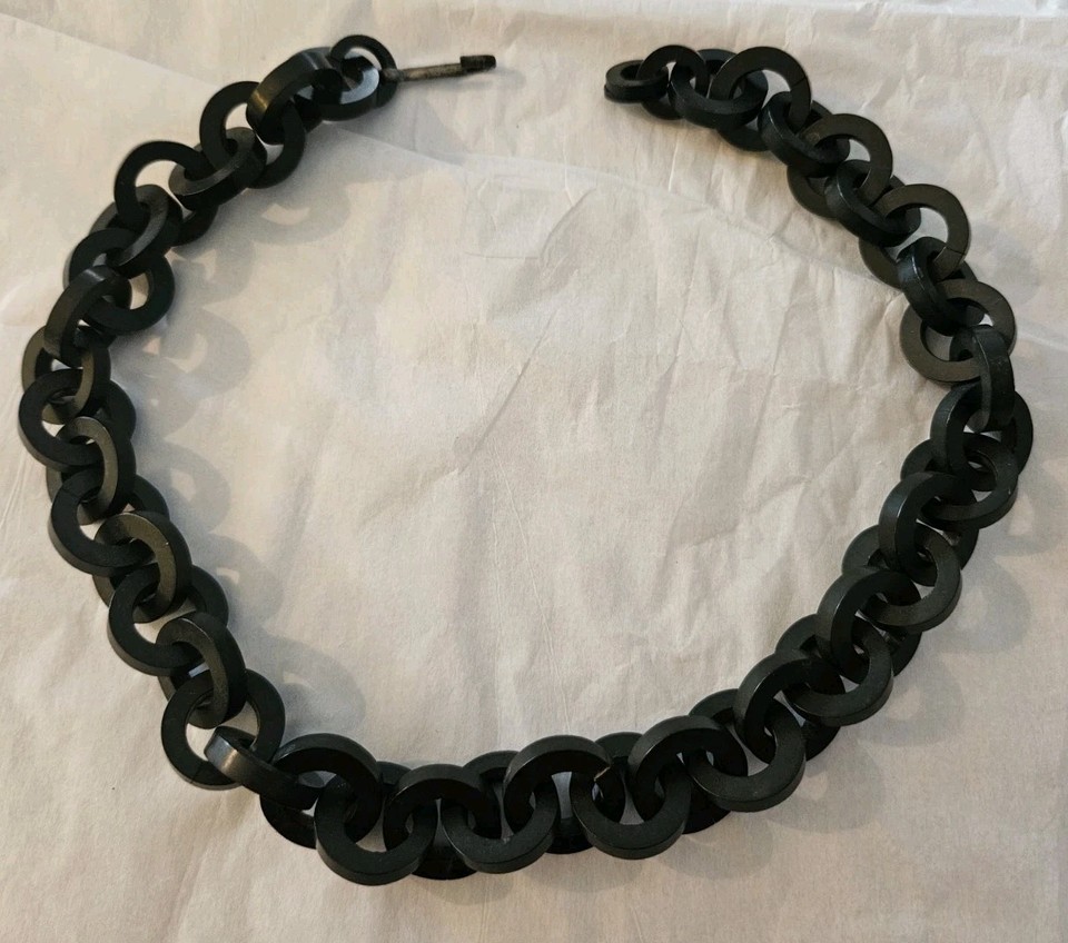 Victorian Vulcanite Large Chunky Chain Link Mourning Necklace 21 Inch ...