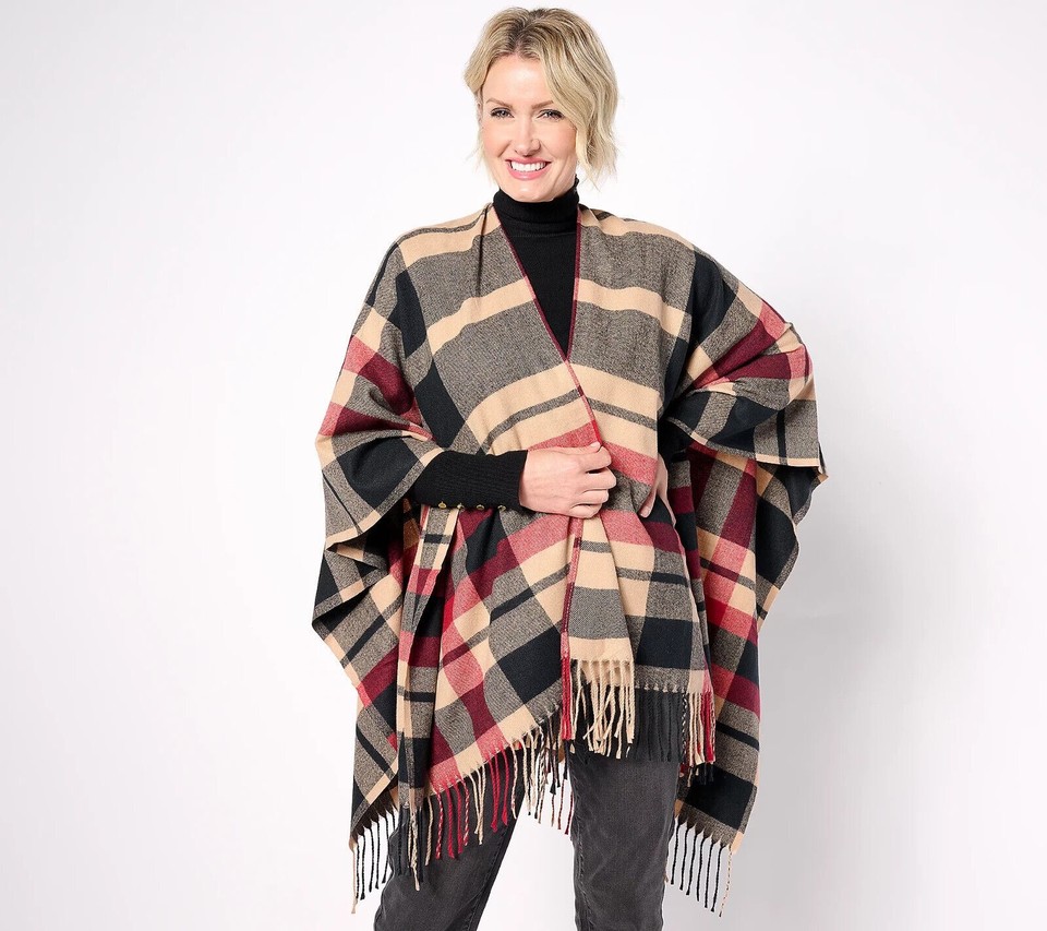 Belle By Kim Gravel Wrapping All The Way Holiday Ruana Gingerbread One ...