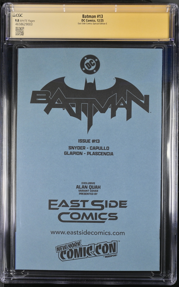 BATMAN NEW 52 #13 CGC SS 9.8 ALAN QUAH JOKER REMARK NYCC BLANK BORDER ...