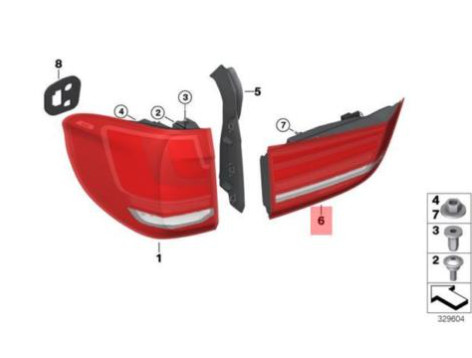 2014-2018 BMW X5 X5m Left Driver Inner Tail Light Lamp 63217329045 for ...