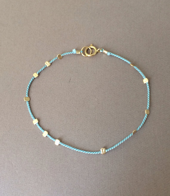 Gold Bead Silk String Bracelet also in Sterling Silver and Rose Gold ...