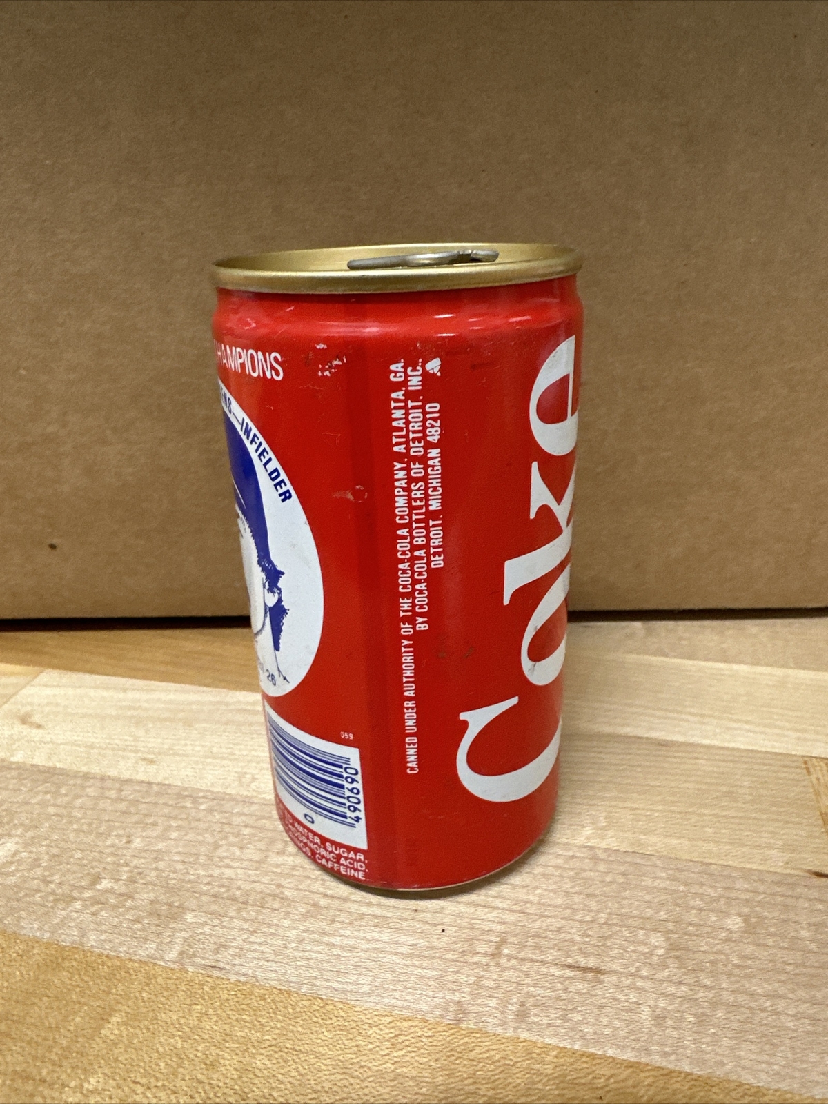1984 World Champions Detroit Tigers Tom Brookens Coca-Cola Coke Can Box ...