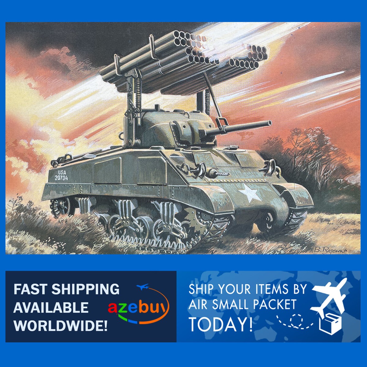 Sherman Tank With Rocket Launcher M4eng3