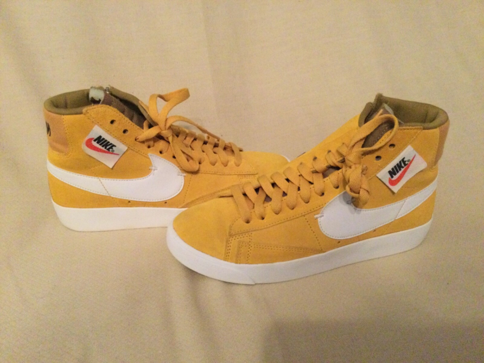Nike Yellow Suede High Top Sneaker with Tie Up and Zi… - Gem