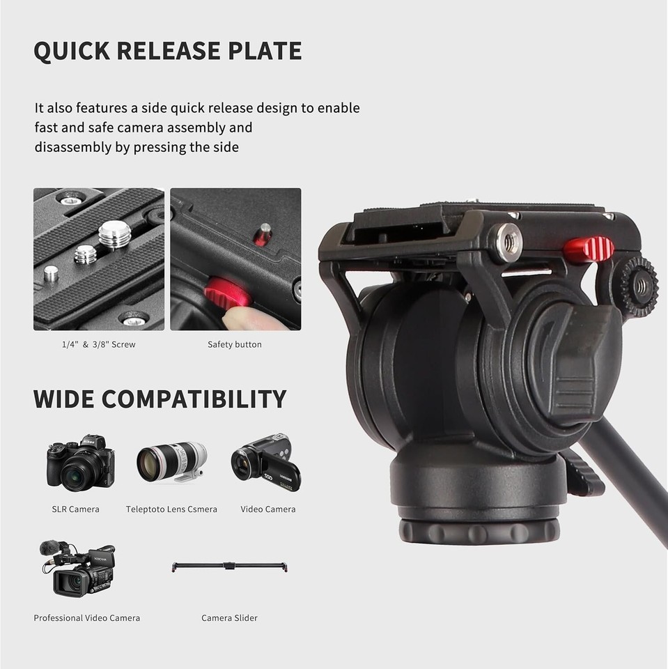 Avella Carbon Fiber Video Monopod Tripod Stand Kit With Fluid Head ...