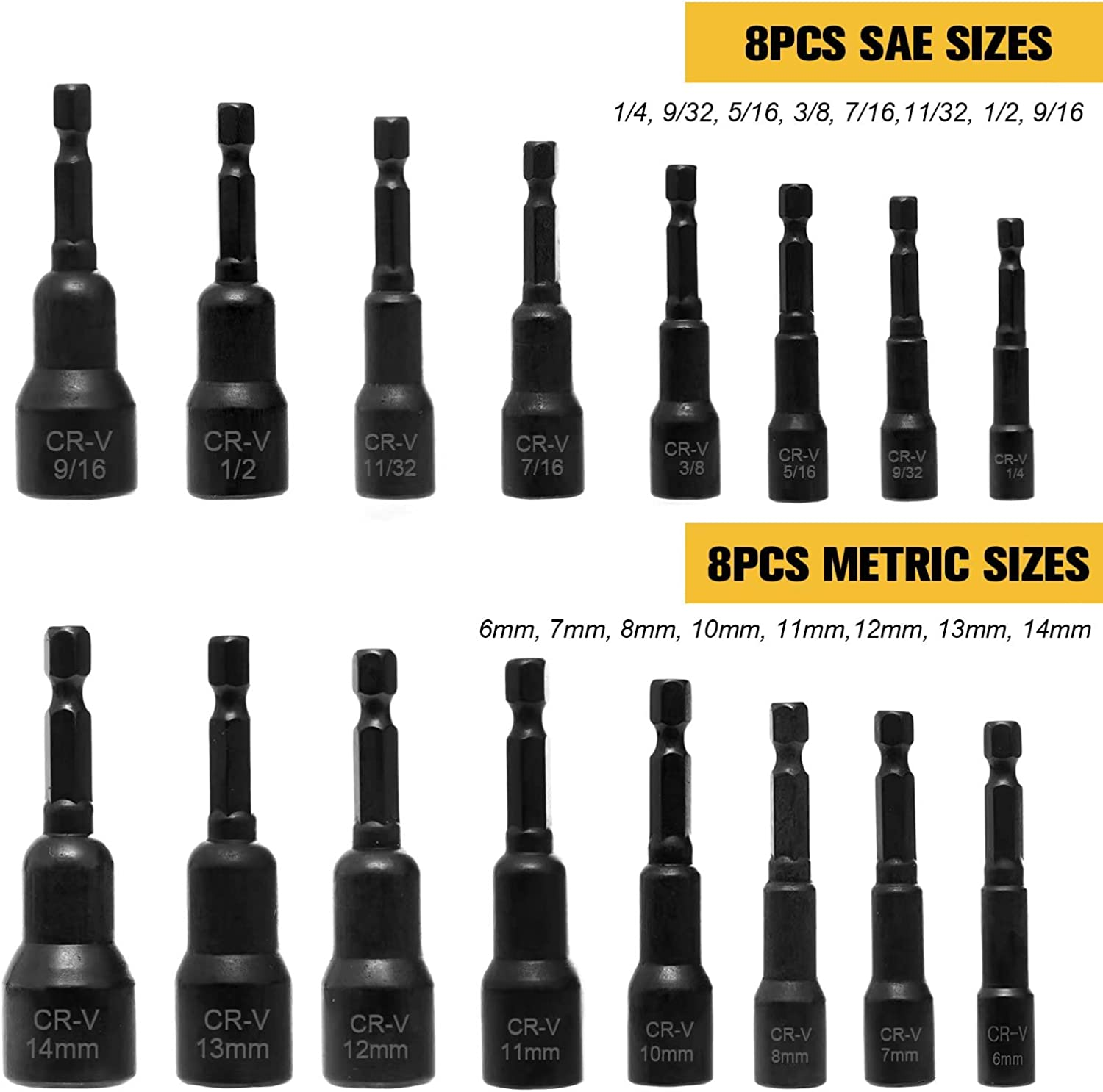 Magnetic Hex Nut Driver Kit, 33-Piece Power Nut Driver Bit Set for ...