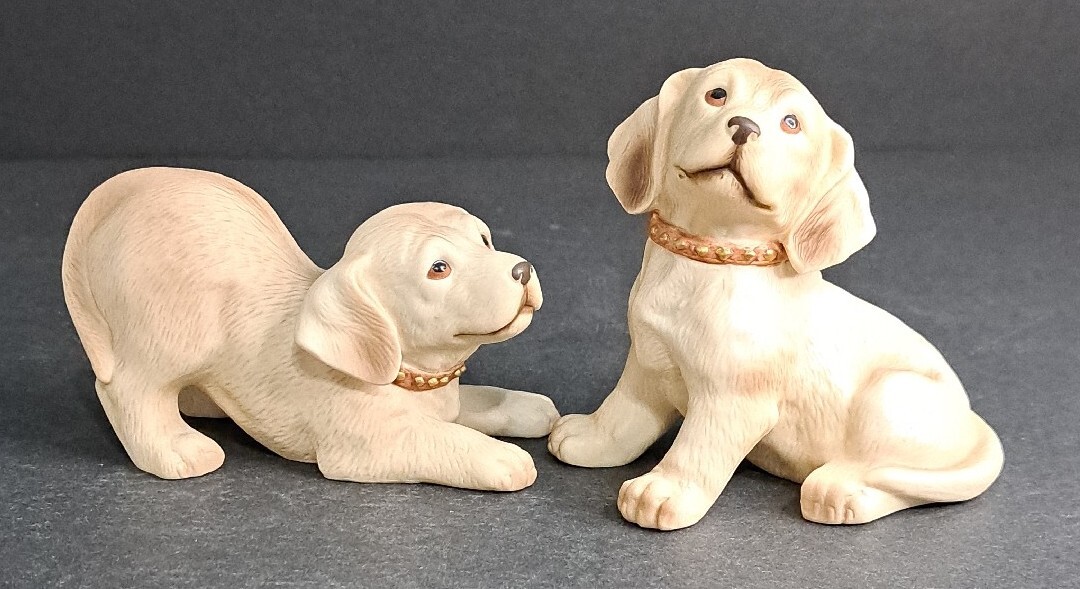 Vintage Homco Yellow Lab Figurines Puppy Dogs set of 2 Porcelain 3.5 in ...