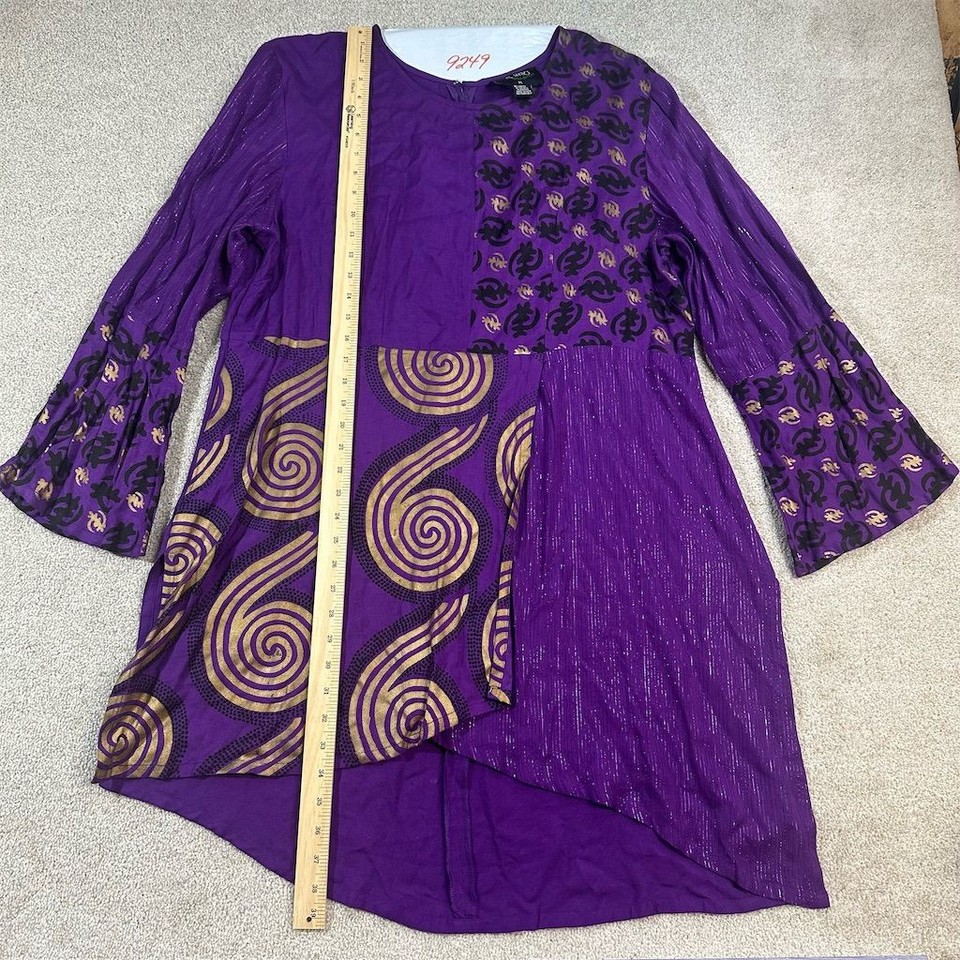 Ashro Women's XL Purple Ethnic Print Asymmetrical Tunic Top | eBay
