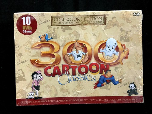 300 CARTOON CLASSICS 10 DVD SET FLEISCHER SUPERMAN CASPER BETTY BOOP ...