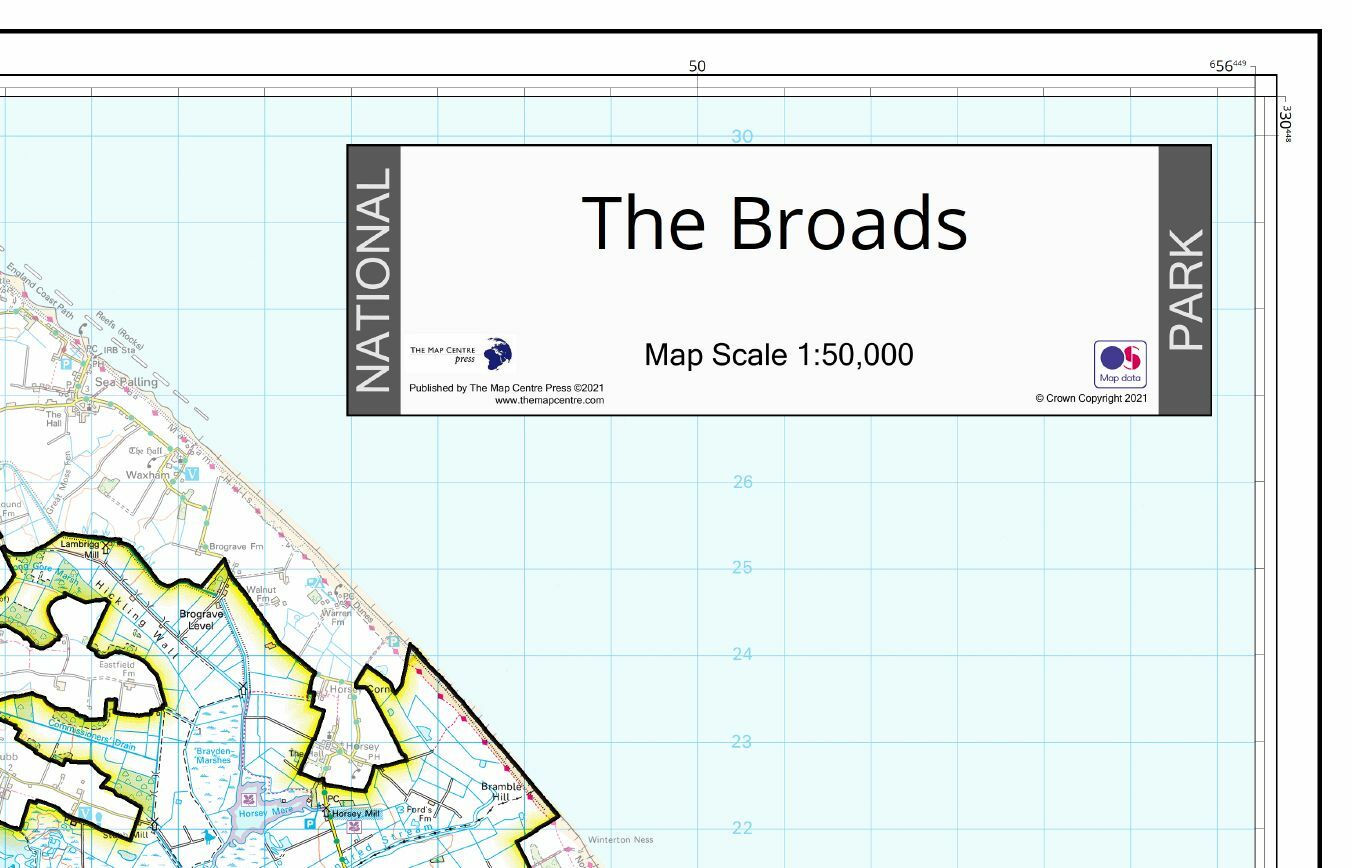 ORDNANCE SURVEY MAPS - THE BROADS NATIONAL PARK WALL MAPLAMINATED.Free ...