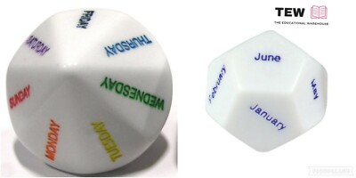 Months of the Year/Days of the Year Jumbo Dice 12 Face (x2) Teacher ...