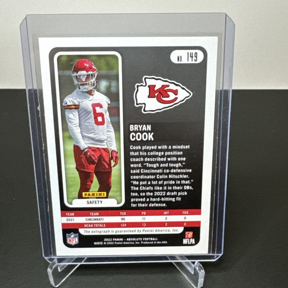 2022 Panini Absolute - Rookie Auto #149 Bryan Cook (RC) Kansas City ...