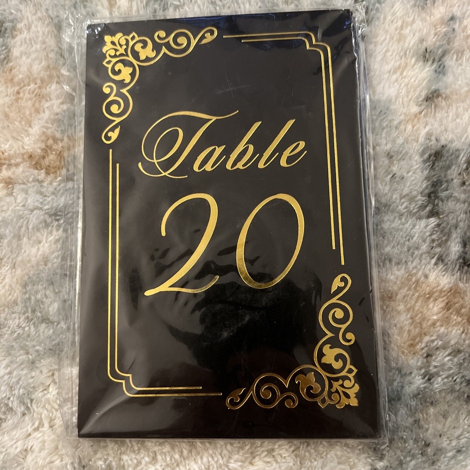 Gold Design Black Cardstock Table Numbers for Wedding Reception- 20 ...