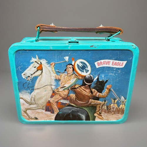 Vintage 1957 BRAVE EAGLE Metal Lunchbox Lunch Box American Thermos Co ...