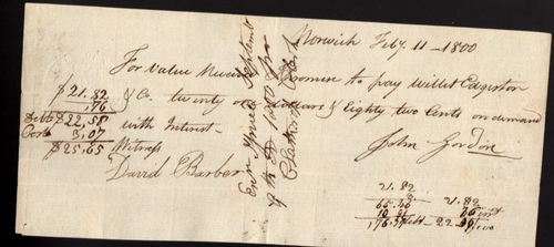 US EMBOSSED REVENUE RM 45 - CONN. PROMISSORY NOTE DATED 2/11/1800 | eBay