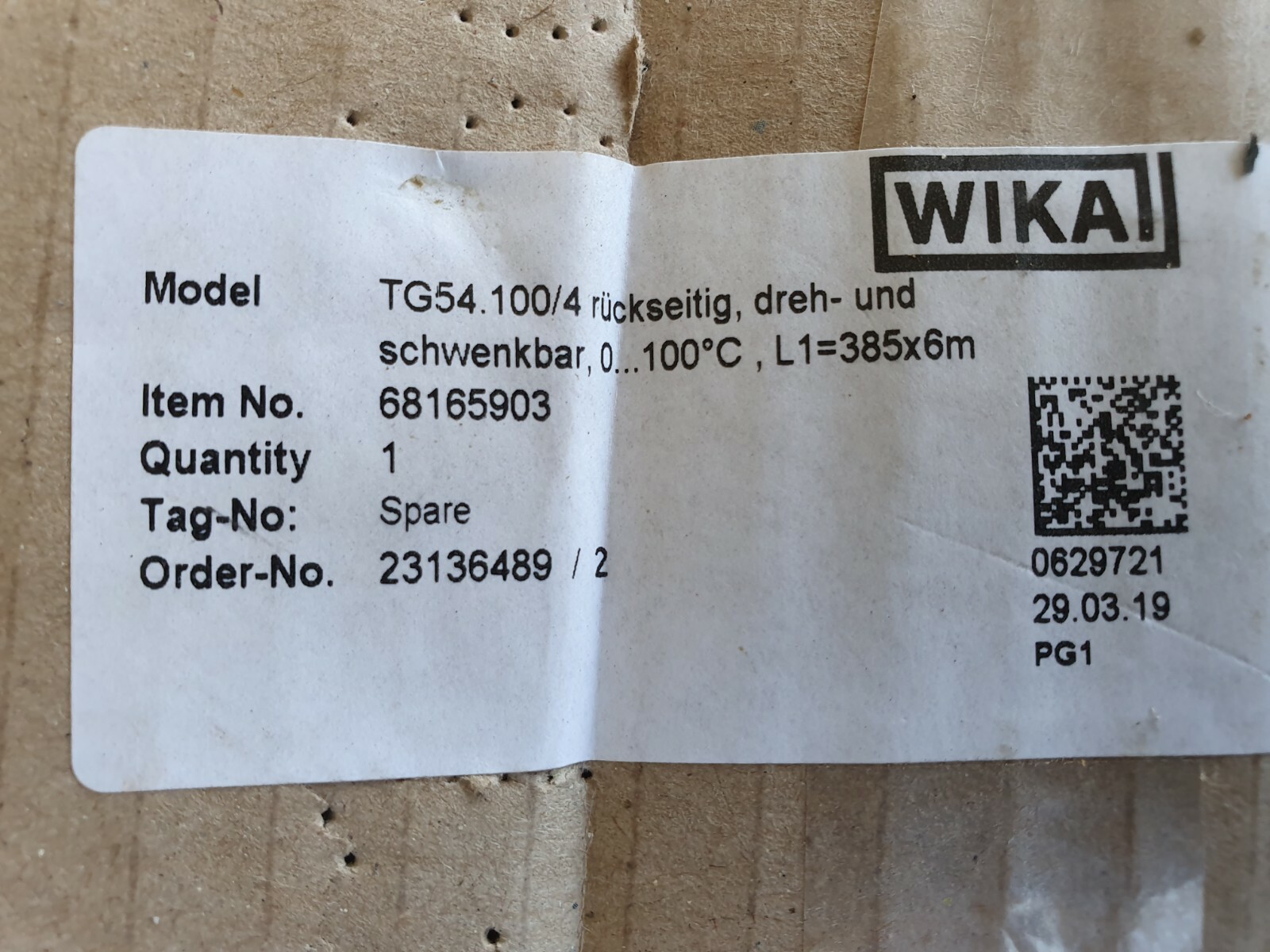 Wika Gauge TG54.100/4 | eBay