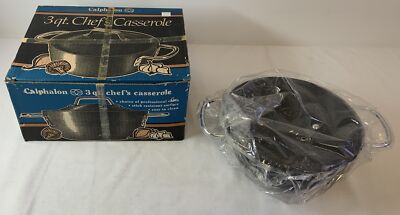 Calphalon 3 QT CHEF'S CASSEROLE ~ box is worn from storage, but pot ...
