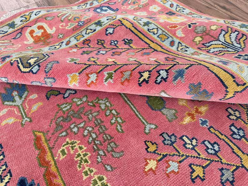 Exquisite Pink Turkish inspired Oushak Hand Knotted Rug 6x9, Araea Rugs ...