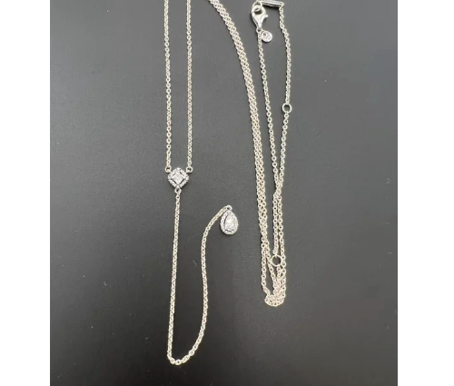 PANDORA ALE STERLING SILVER 925 GEOMETRIC SHAPES "Y" CZ NECKLACE ...