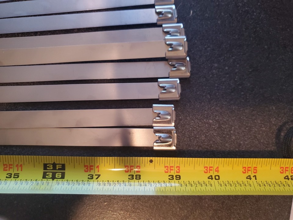 36"+ Stainless Steel Metal Cable Wire Zip Tie Strap 595 LBS 3' Exhaust ...