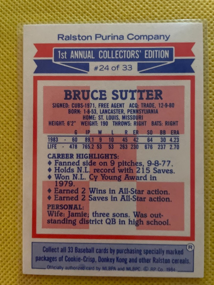 1984 RALSTON # 24 BRUCE SUTTER | eBay