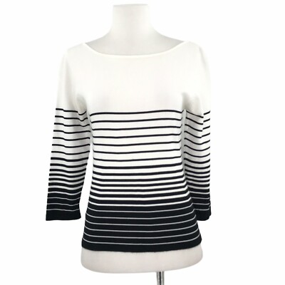 Finity Studio Womens Sweater PM MP Petite Medium White 3/4 Sleeve ...