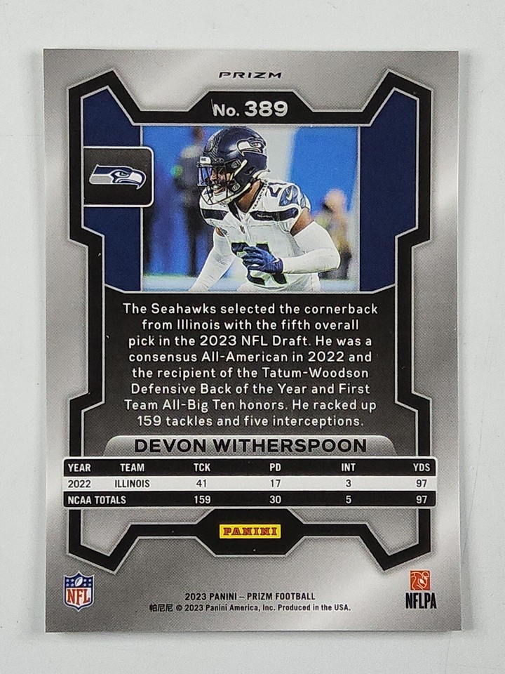 2023 Panini Prizm Devon Witherspoon #389 Silver Prizm Rookie Card | eBay