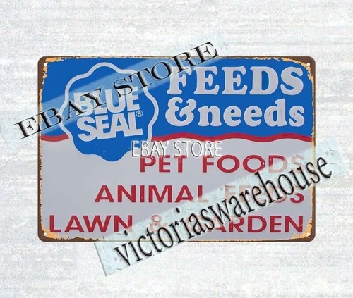 BLUE SEAL Feeds & Needs pet food animal feeds metal tin sign living ...