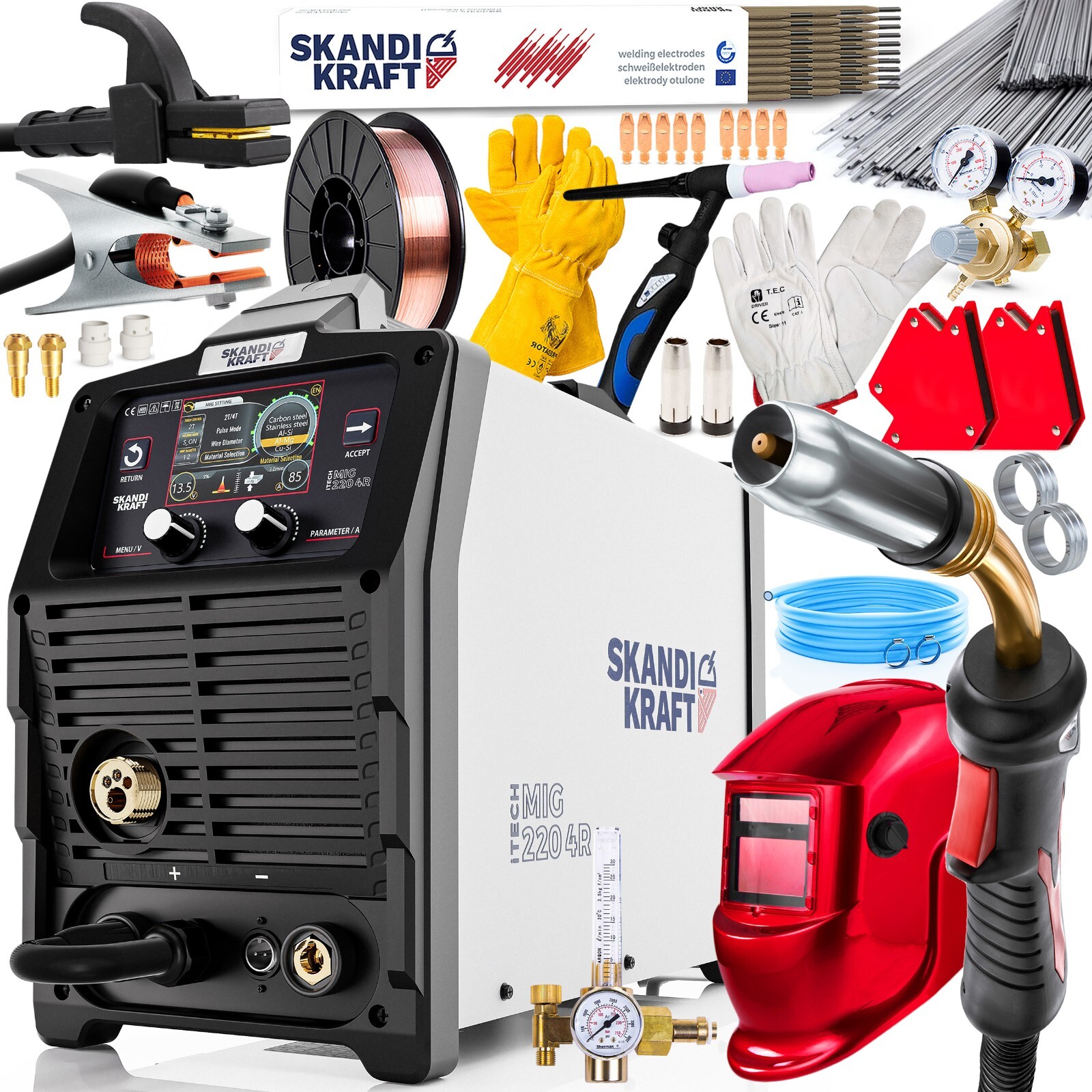 MIG MAG Schweißgerät Puls & DoppelPuls Synergisch LCD 200A - iTech MIG 220 4R | eBay