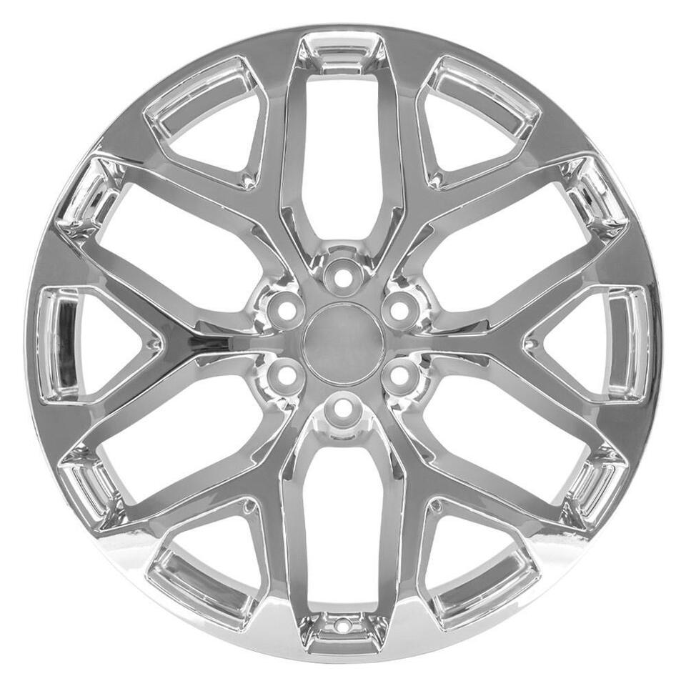24 Inch Chrome Snowflake Rims, Tires & TPMS Set Fits Silverado Tahoe ...