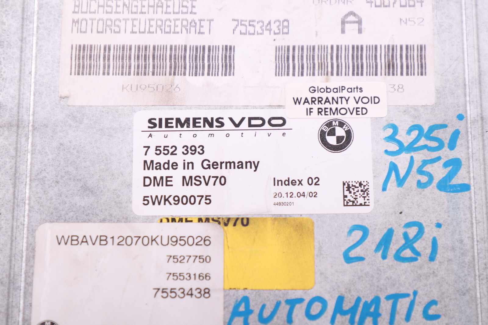 BMW 3 5 Series E60 E90 E91 N52 325i 525i ECU Kit DME CAS2 Key 7552393 ...