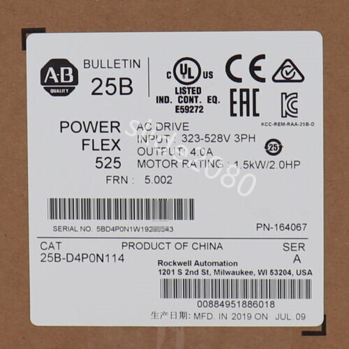 New Factory Sealed AB 25B-D4P0N114 SER A PowerFlex 525 1.5kW 2Hp AC ...
