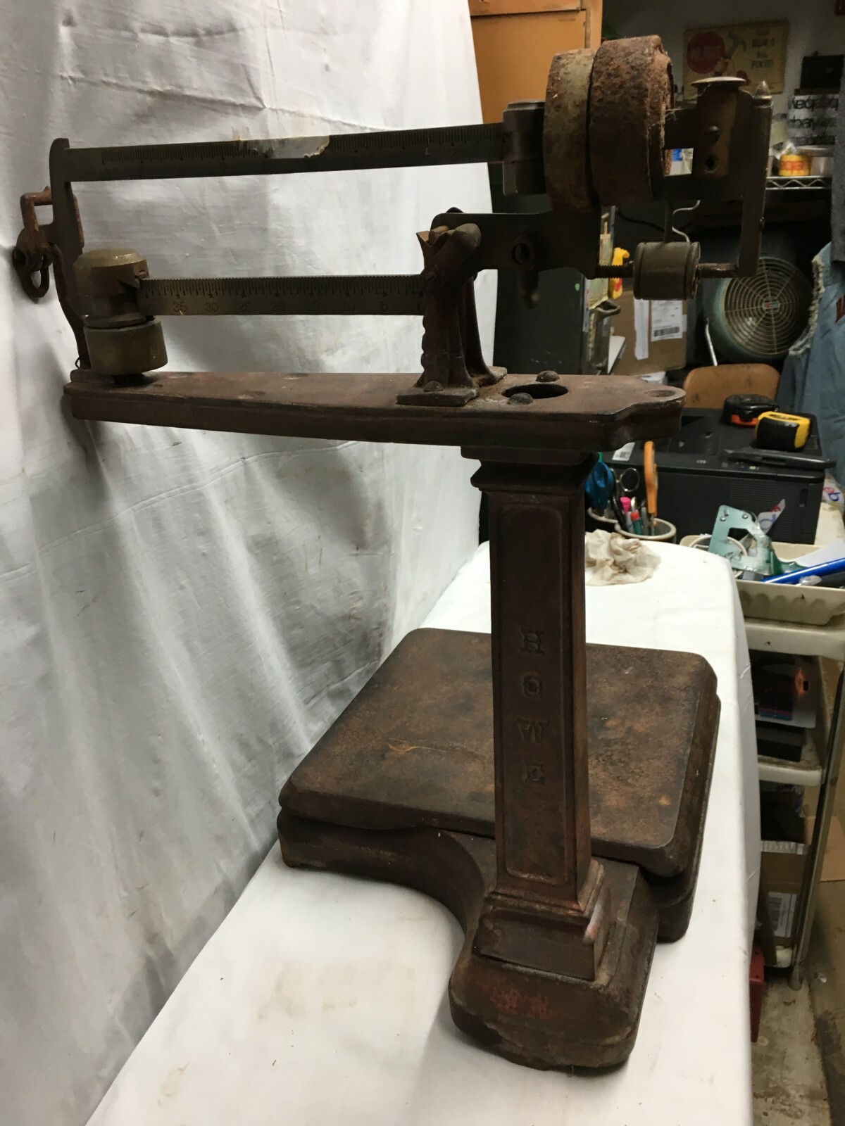 Antique Cast Iron Howe Platform Scale 40lb No Weights | eBay