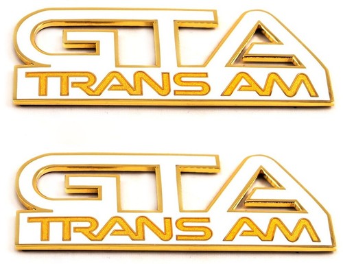1987-1992 Pontiac Trans Am GTA White Front Side Fender Emblems Pair ...
