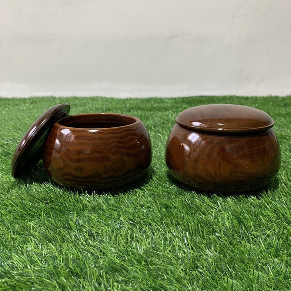 Wood Chess Bowl Go Pieces Pot Large Storage Jar with Lid Accessories ...
