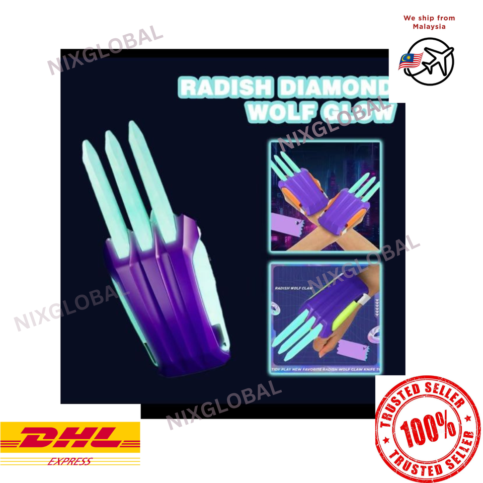 Radish Wolf Plastic Claws Glow In The Dark Toy Retractable Gift - Green ...