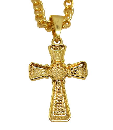 Mens Iced Out Gold Cross Chain Crucifix Necklace Pendant Jesus Jewelry ...