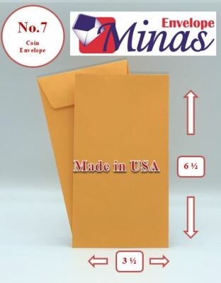 Minas Envelope #7 Coin Envelope, 3-1/2 X 6-1/2, Premium 24lb. Kraft ...