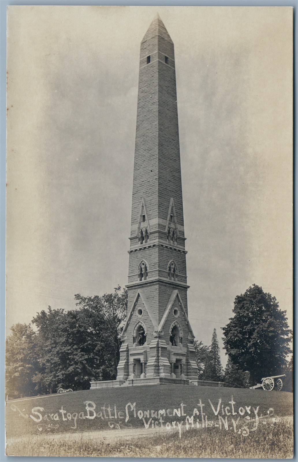 VICTORY MILLS NY SARATOGA BATTLE MONUMENT ANTIQUE REAL PHOTO POSTCARD ...