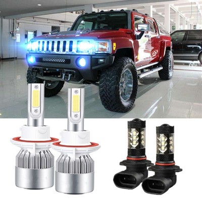 For Hummer H3 2006-2010 - (4) 8000K Blue LED Headlight Hi/Lo beam + Fog ...